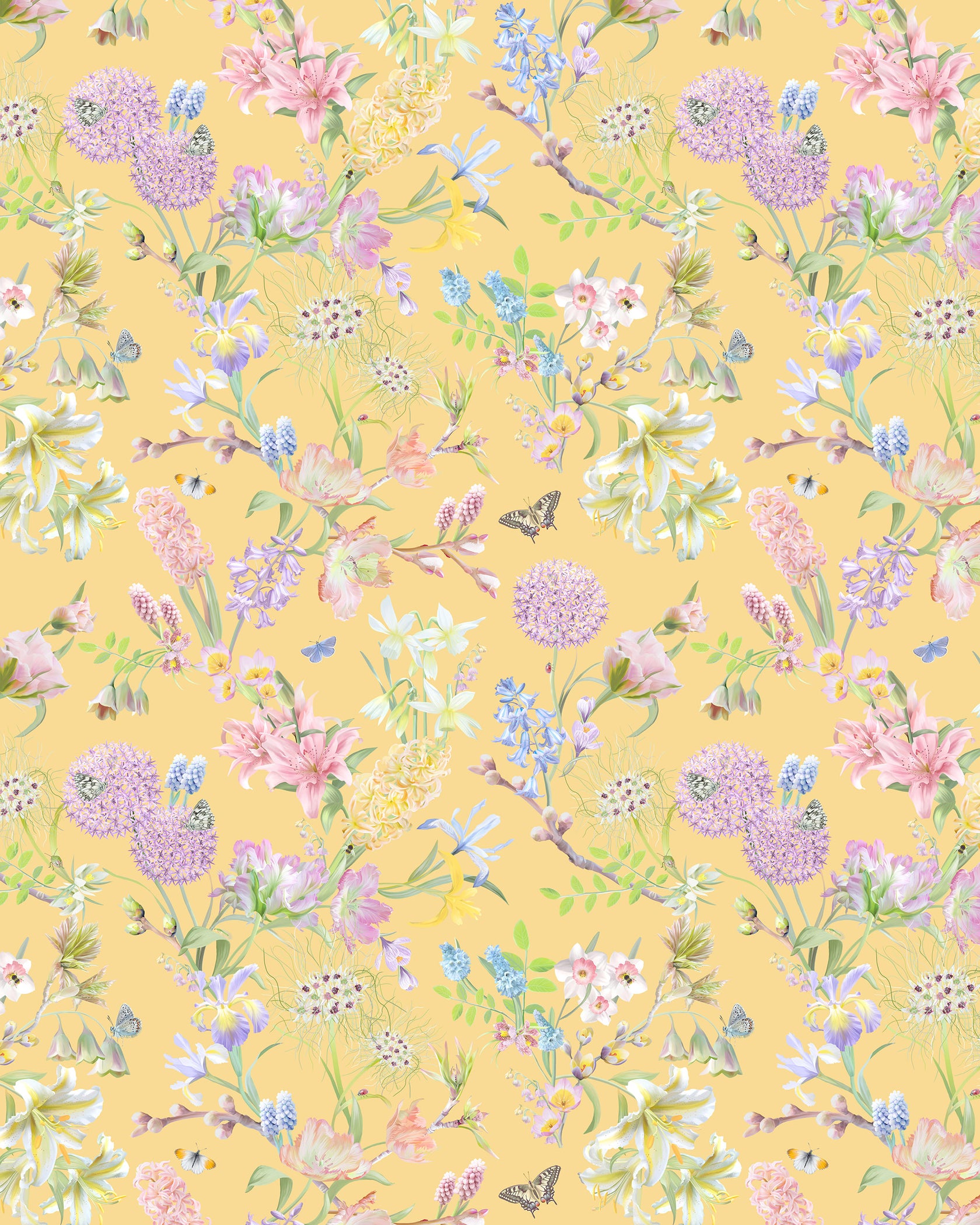 Hopeful Beginnings in Yellow | Floral Wallpaper – Bauldry Botanicals